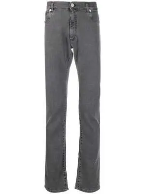BILLIONAIRE Embroidered Logo Straight-leg Jeans - Grey