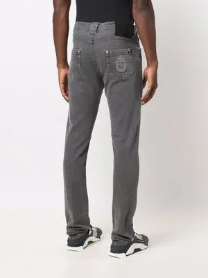 BILLIONAIRE Embroidered Logo Straight-leg Jeans - Grey