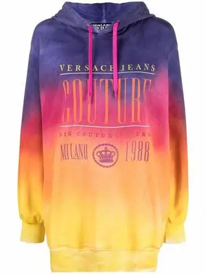 Versace Tie-dye Drawstring Hoodie Purple