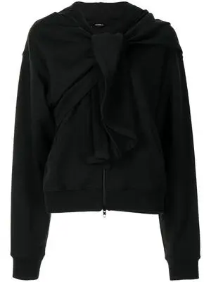 Goen.j Knot-detail Zip-up Hoodie - Black