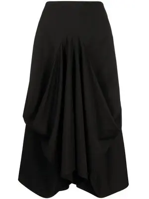 Goen.j Structured Draping Midi Skirt