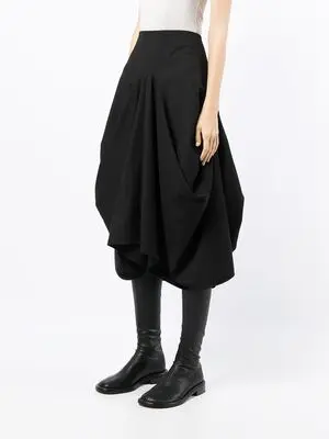 Goen.j Structured Draping Midi Skirt