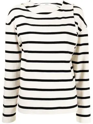 Goen.j Double-layered Stripe Jersey Top - White