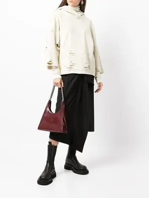 Goen.j Destroyed Layered Hoodie - Neutrals
