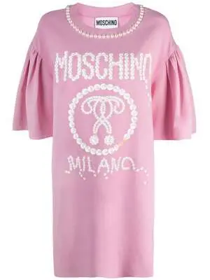 Moschino Pearl-embellished T-shirt Dress - Pink