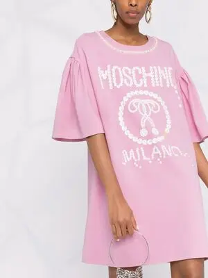 Moschino Pearl-embellished T-shirt Dress