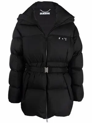 Off-White Hands Off Belted Puffer Jacket - Black