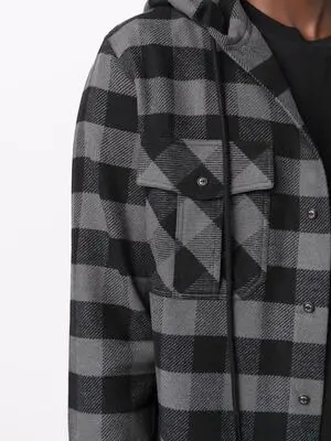 Off-White Arrows-print Check Hoodie Shirt - Grey