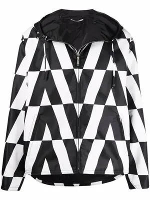 Valentino Garavani Logo-print Hooded Jacket - Black