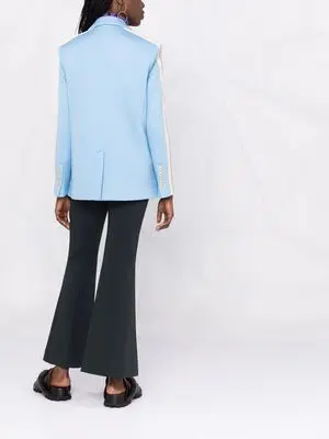 Palm Angels Side-stripe Buttoned Blazer - Blue