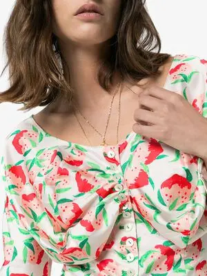YUHAN WANG Peach Print Ruched Blouse
