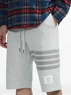 Thom Browne Loopback Sweatshorts With Signature 4-bar Stripe - Grey