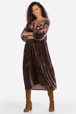 taline velvet boho midi dress Brown Johnny Was Dresses for Women