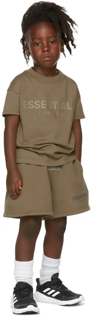 ESSENTIALS Essentials Kids Taupe Logo T-Shirt - Harvest