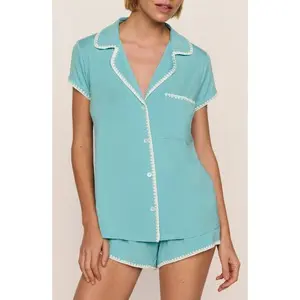Eberjey Frida Short Pajamas - Blue Lagoon/ivory