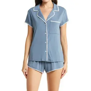 Eberjey Frida Short Pajamas Coastal Blue/ Ivory