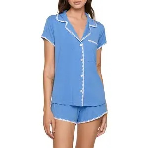 Eberjey Frida Short Pajamas - Cornflower Blue/ White
