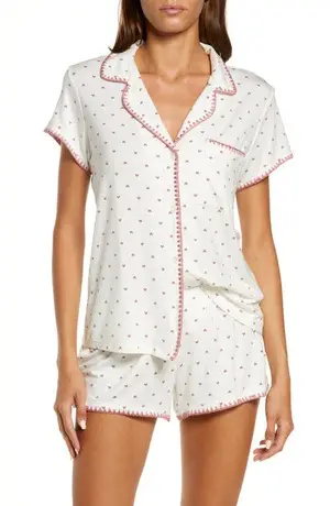 Eberjey Frida Short Pajamas Hearts-ivory/ Acai