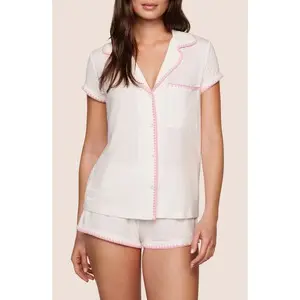 Eberjey Frida Short Pajamas - Ivory/pink Nectar