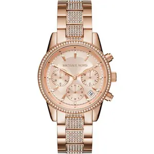 Michael Kors Ritz Pavé Chronograph Bracelet Watch - Rose Gold