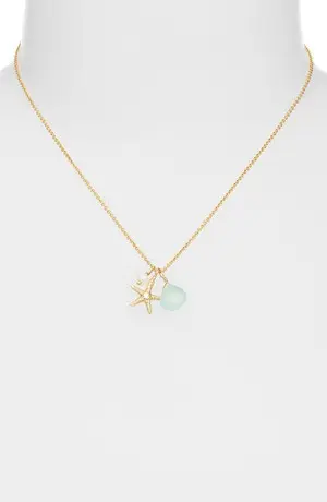 KI-ELE Sea Star Cluster Pendant Necklace With Pearl And Chalcedony