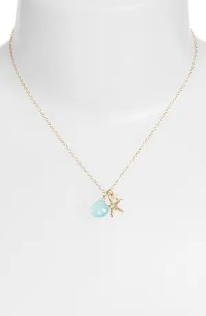 KI-ELE Sea Star Cluster Pendant Necklace With Pearl And Chalcedony