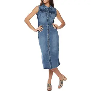 WASH LAB DENIM Sleeveless Shirtdress - Barn Blue