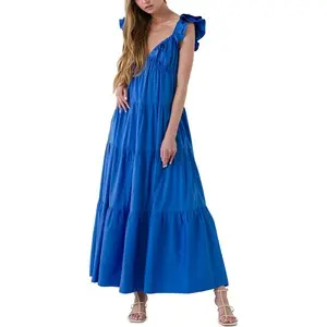 FREE THE ROSES Ruffle Sleeve Maxi Dress