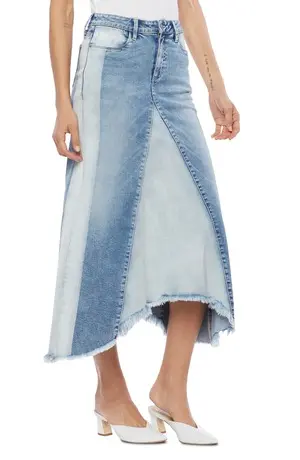 WASH LAB DENIM Wash Lab Denim Pieced Midi Skirt Split Blue