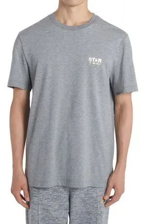 GOLDEN GOOSE Star Logo Graphic Cotton Tee Grey/ Gold