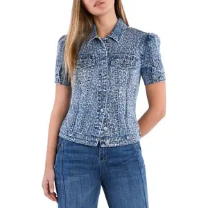Wash Lab Denim Spread Collar Outerwear For Women