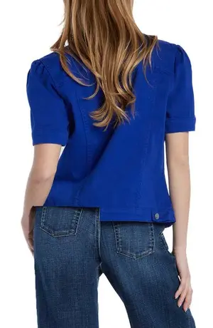WASH LAB DENIM Puff Sleeve Jacket - Navy