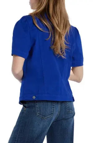 WASH LAB DENIM Puff Sleeve Jacket - Navy