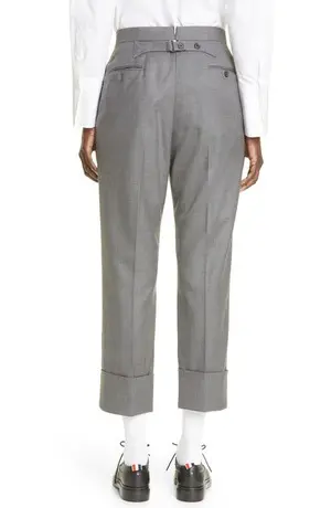 Thom Browne Back Strap Cropped Wool Trousers - Medium Grey
