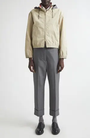 Thom Browne Back Strap Cropped Wool Trousers - Medium Grey