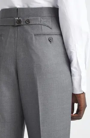 Thom Browne Back Strap Cropped Wool Trousers - Medium Grey