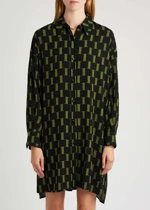 Diane Von Furstenberg Jorge Green Printed Crepe Dress
