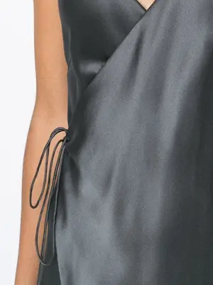 Michelle Mason Strappy Wrap Gown - Grey