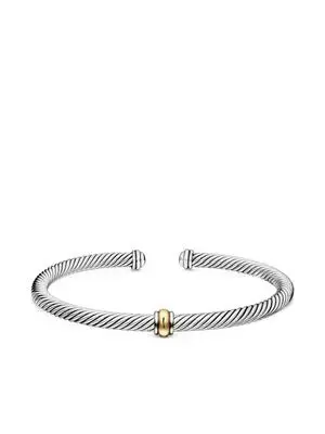 David Yurman 18kt Yellow Gold And Sterling Classic Cable Bracelet - Silver