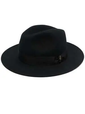 Borsalino Logo Ribbon-trim Fedora - Black