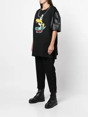 Junya Watanabe Graphic-print Contrast-sleeve T-shirt