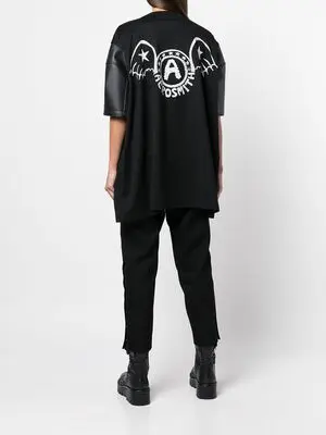 Junya Watanabe Graphic-print Contrast-sleeve T-shirt