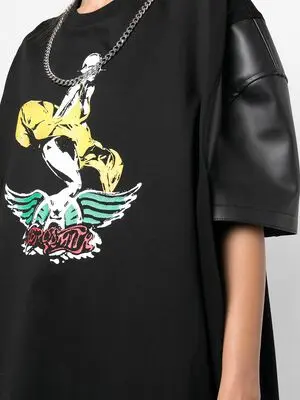 Junya Watanabe Graphic-print Contrast-sleeve T-shirt