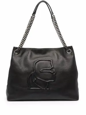 Karl Lagerfeld Logo-embossed Pebble Leather Tote Bag
