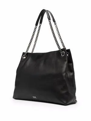 Karl Lagerfeld Logo-embossed Pebble Leather Tote Bag