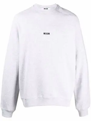 MSGM Logo-print Cotton Sweatshirt - Grey