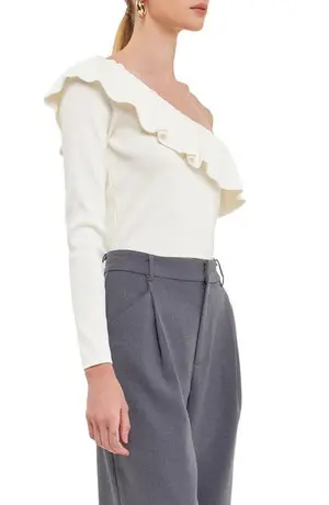 Endless Rose One-shoulder Rib Knit Top