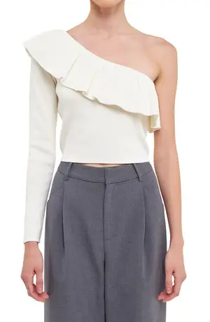 Endless Rose One-shoulder Rib Knit Top