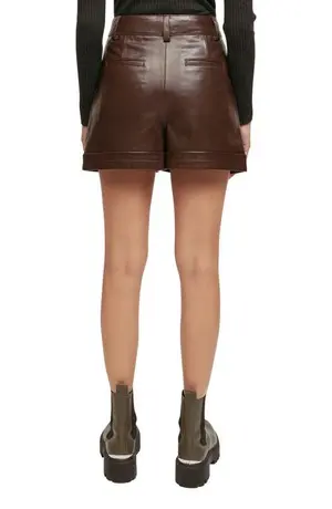 Maje High Waisted Lambskin Leather Shorts