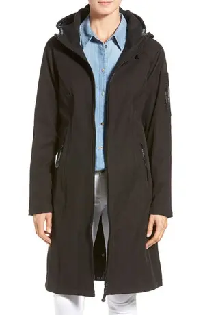 ILSE JACOBSEN Long Hooded Raincoat - Black